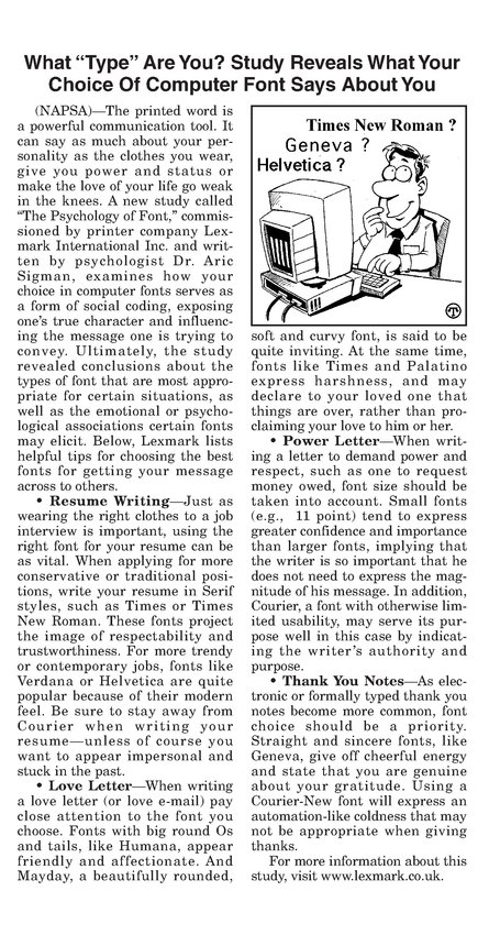 What Your Choice Of Computer Font Says About You | North American ...