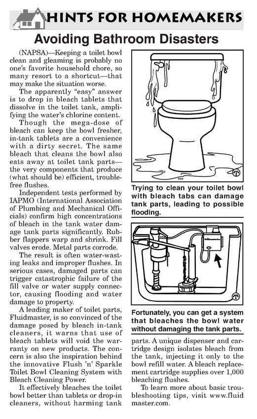 Avoiding Bathroom Disasters | North American Precis Syndicate, Inc.