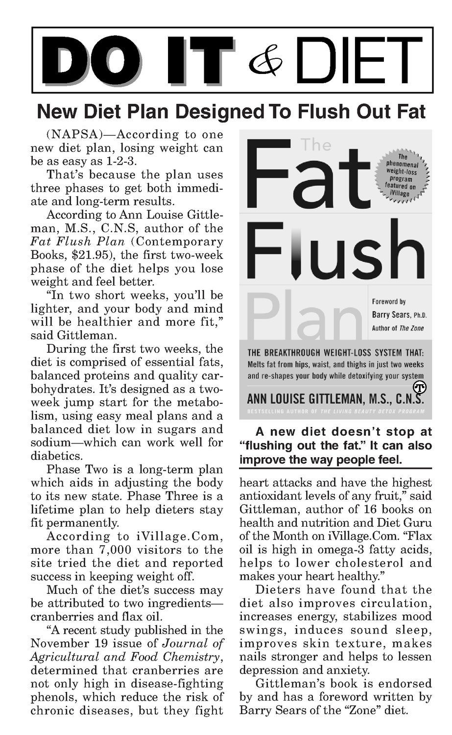 New Diet Plan Designed To Flush Out Fat | North American Precis ...