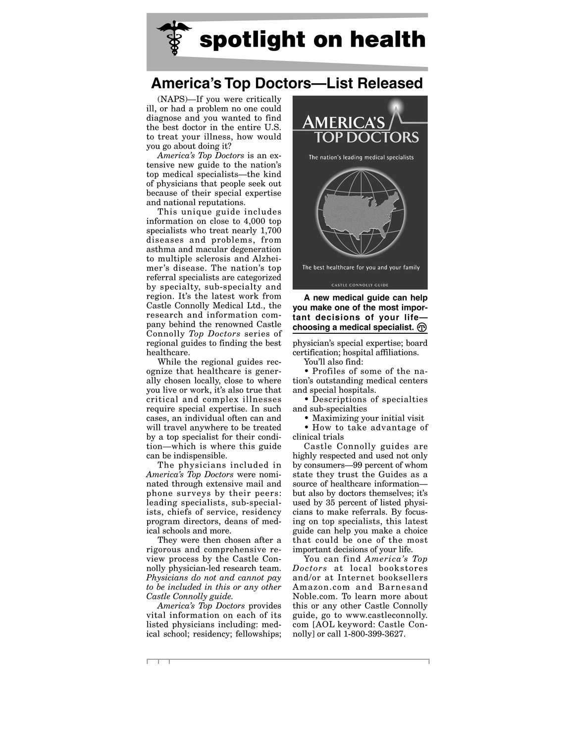 America's Top Doctors--List Released | North American Precis Syndicate ...