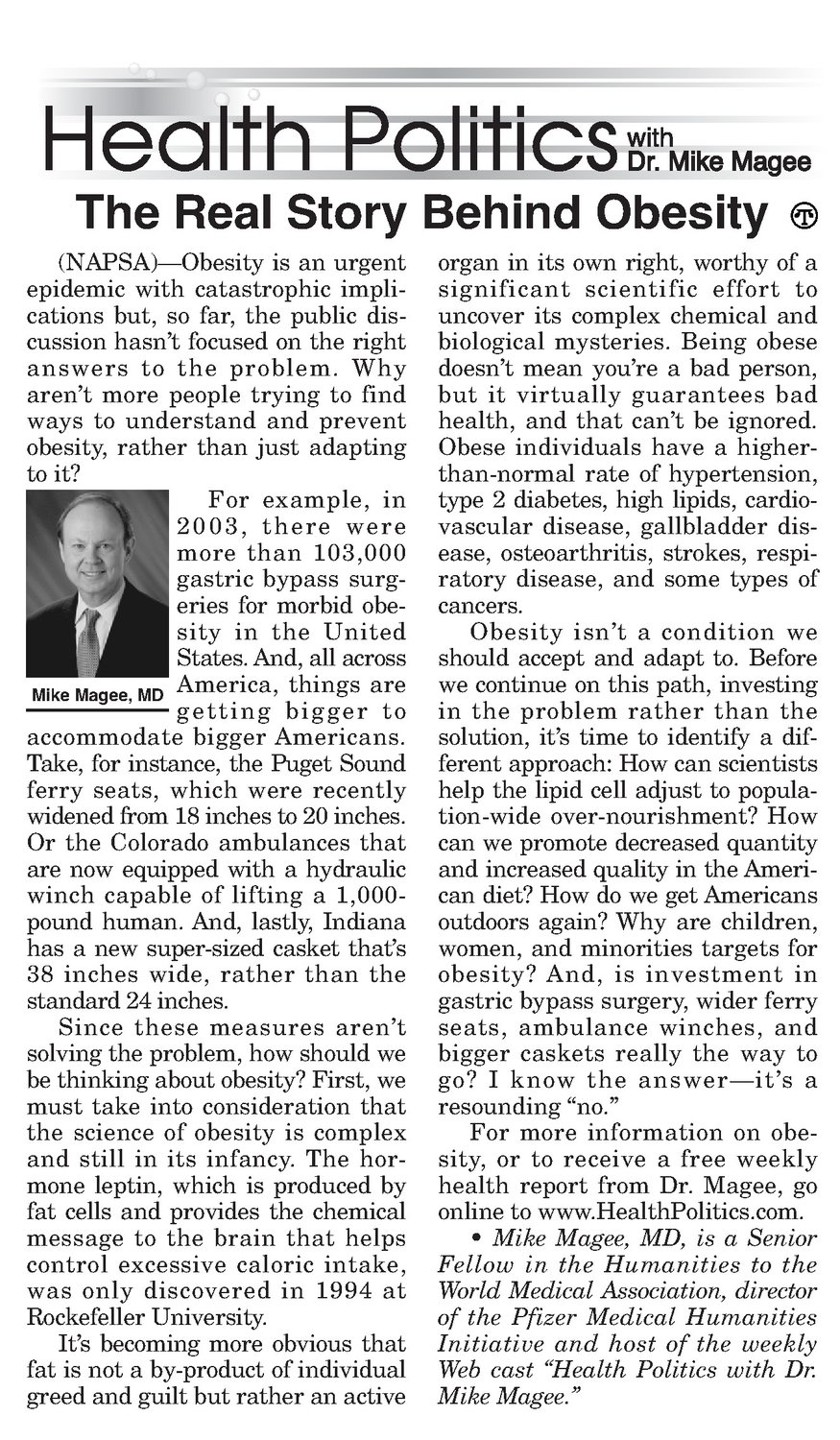 The Real Story Behind Obesity | North American Precis Syndicate, Inc.