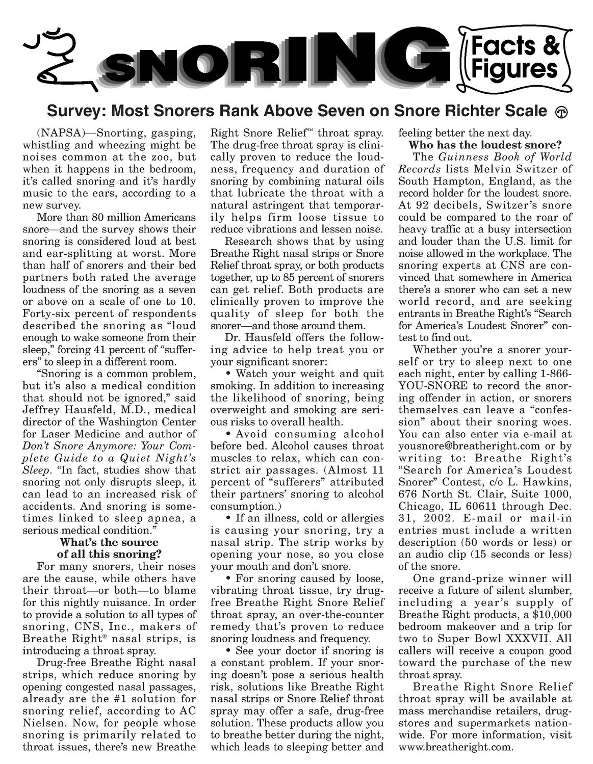 Survey: Most Snorers Rank Above Seven On Snore Richter Scale | North ...