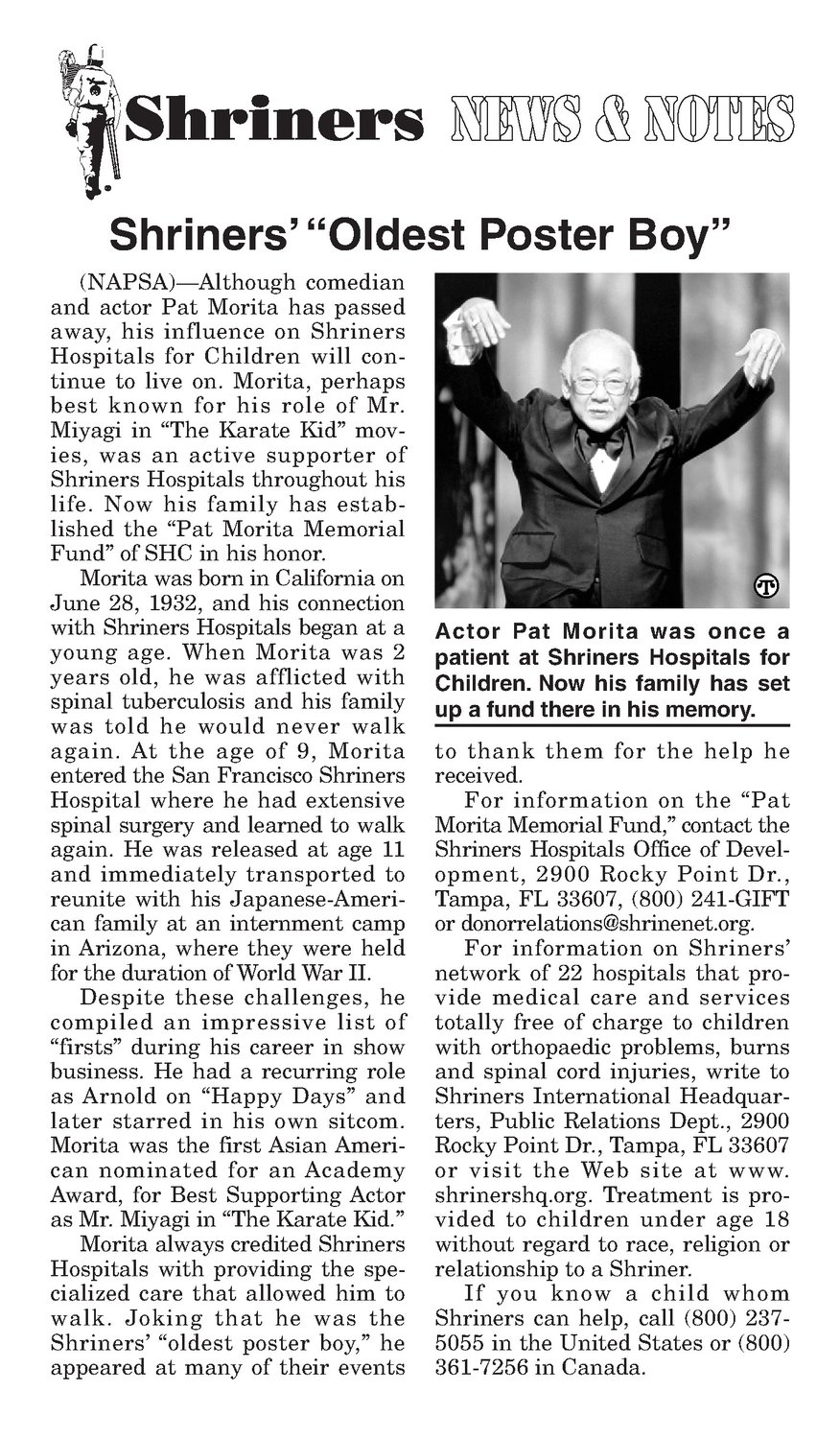 Shriners' "Oldest Poster Boy" | North American Precis Syndicate, Inc.