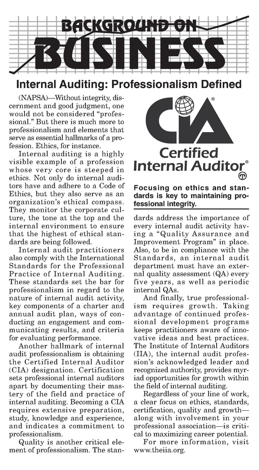 Internal Auditing: Professionalism Defined | North American Precis ...