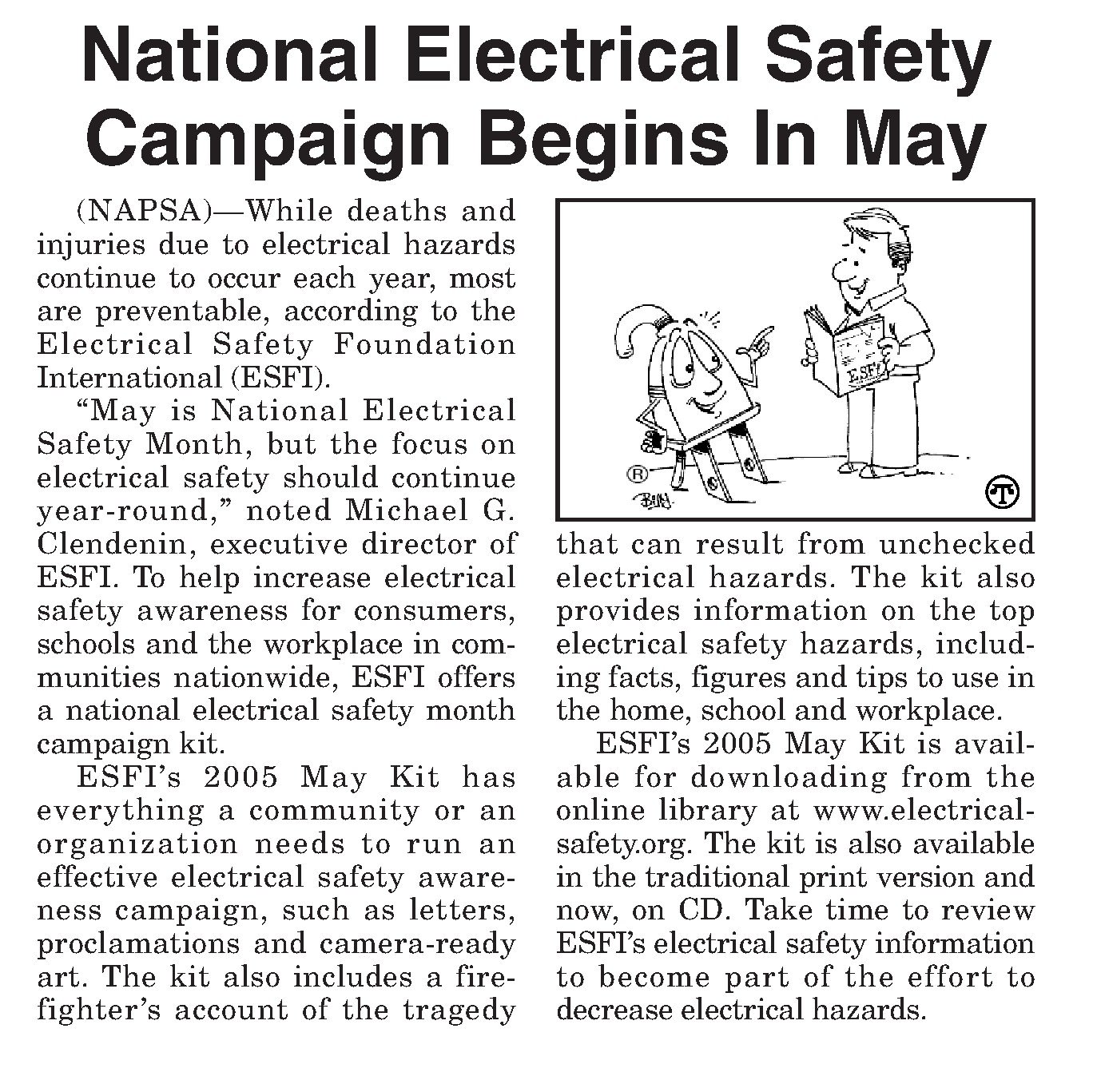 National Electrical Safety Campaign | North American Precis Syndicate, Inc.